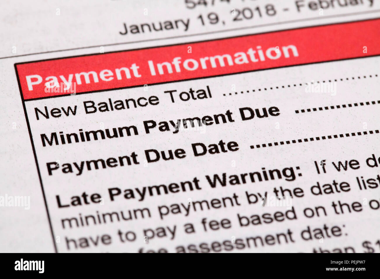 Credit card monthly payment statement information - USA Stock Photo - Alamy