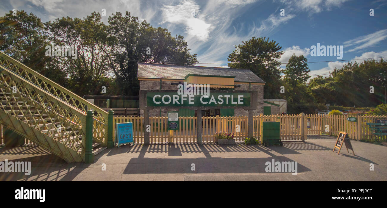 Corfe Castle train station, Swanage Railway, near Wareham, Dorset, UK ...