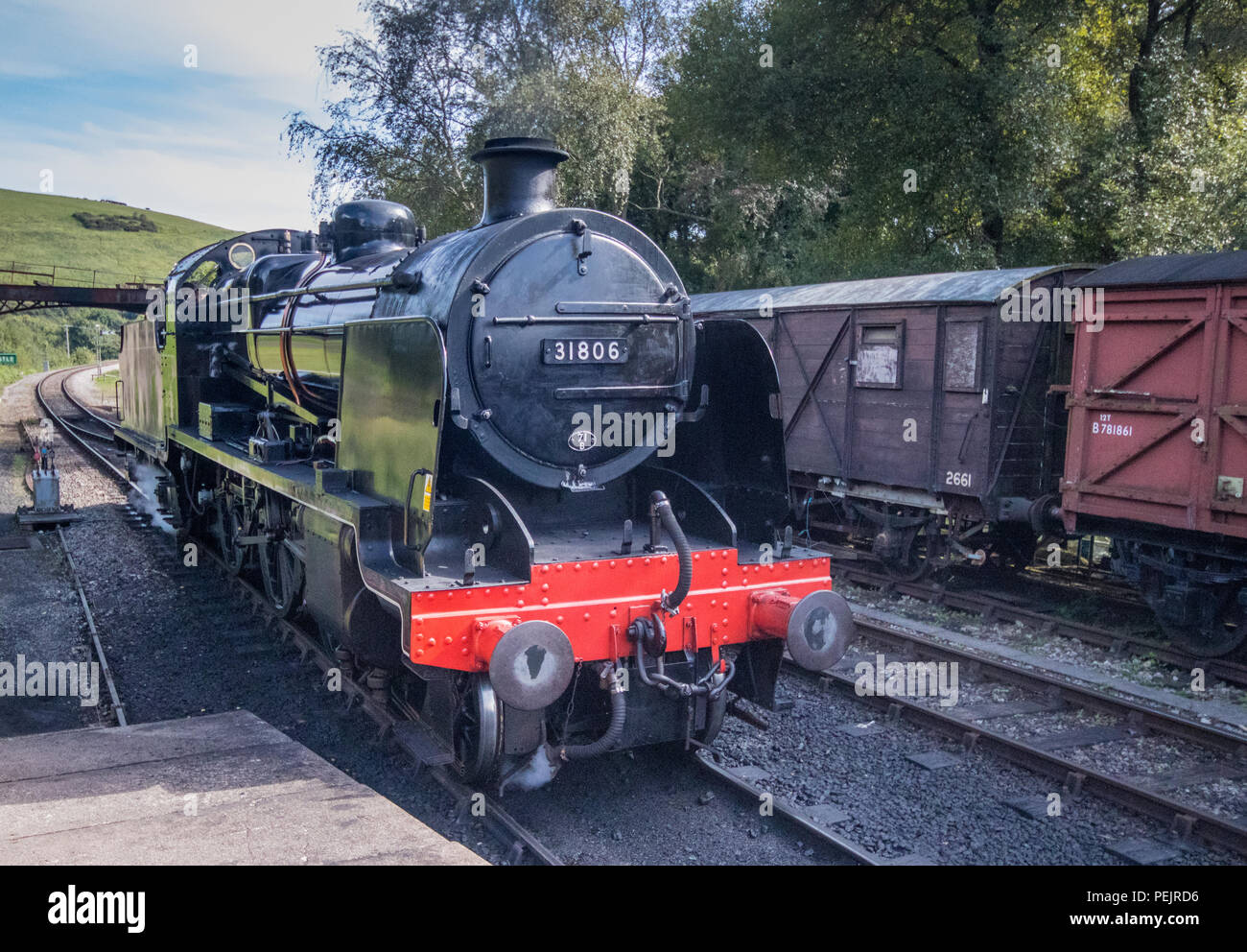 Corfe Castle train station, Swanage Railway, near Wareham, Dorset, UK ...