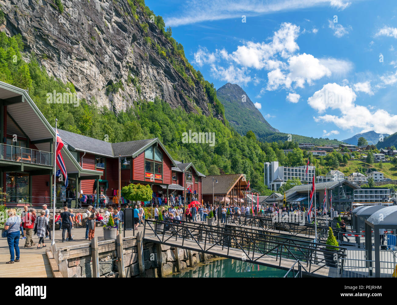 Geiranger, Norway. Quayside in the town centre, Geiranger, Norway Stock ...