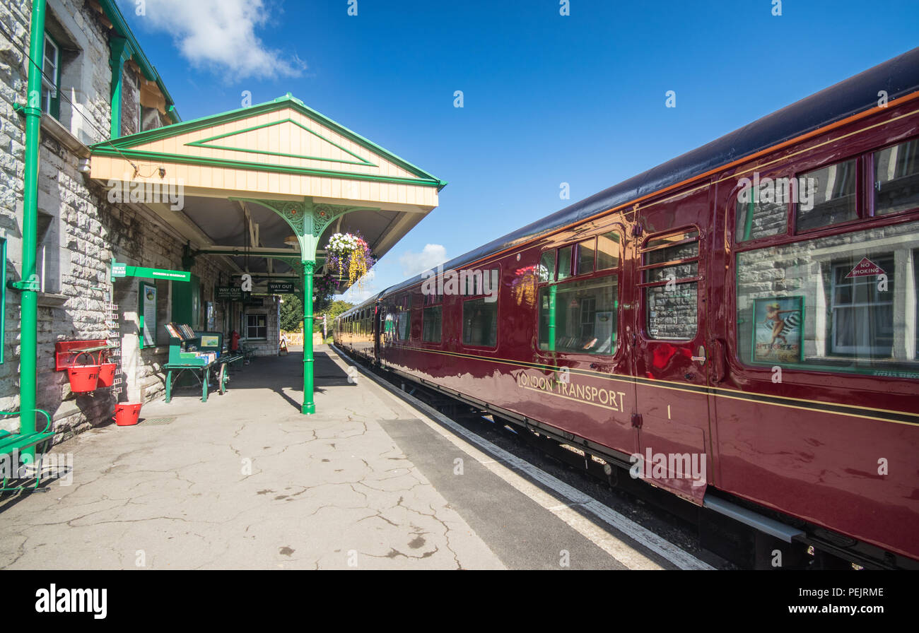 Corfe Castle train station, Swanage Railway, Dorset, UK Stock Photo - Alamy
