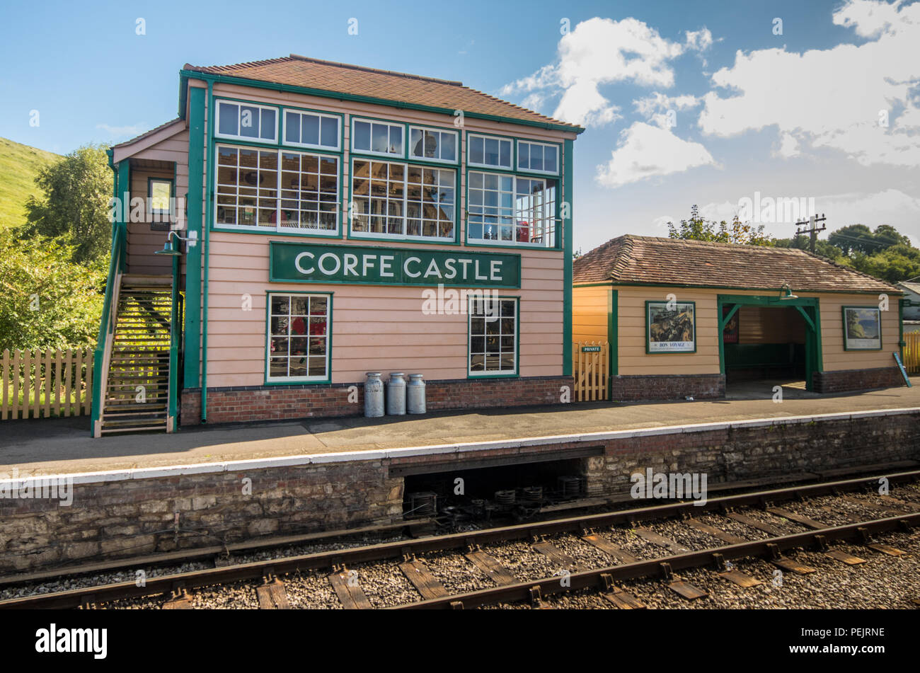 Corfe Castle train station, Swanage Railway, Dorset, UK Stock Photo - Alamy