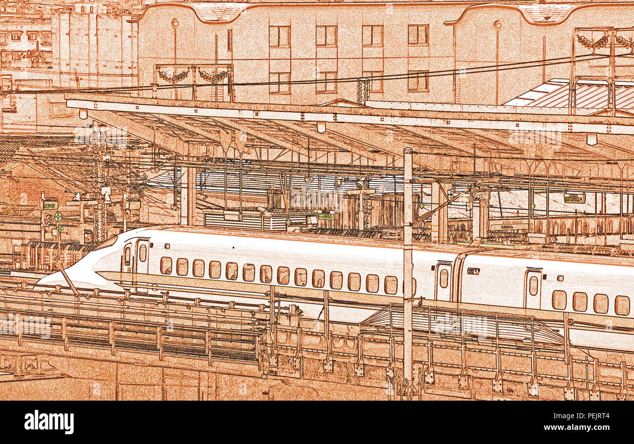 Shinkansen train in Kyoto railway station, Japan Stock Photo - Alamy