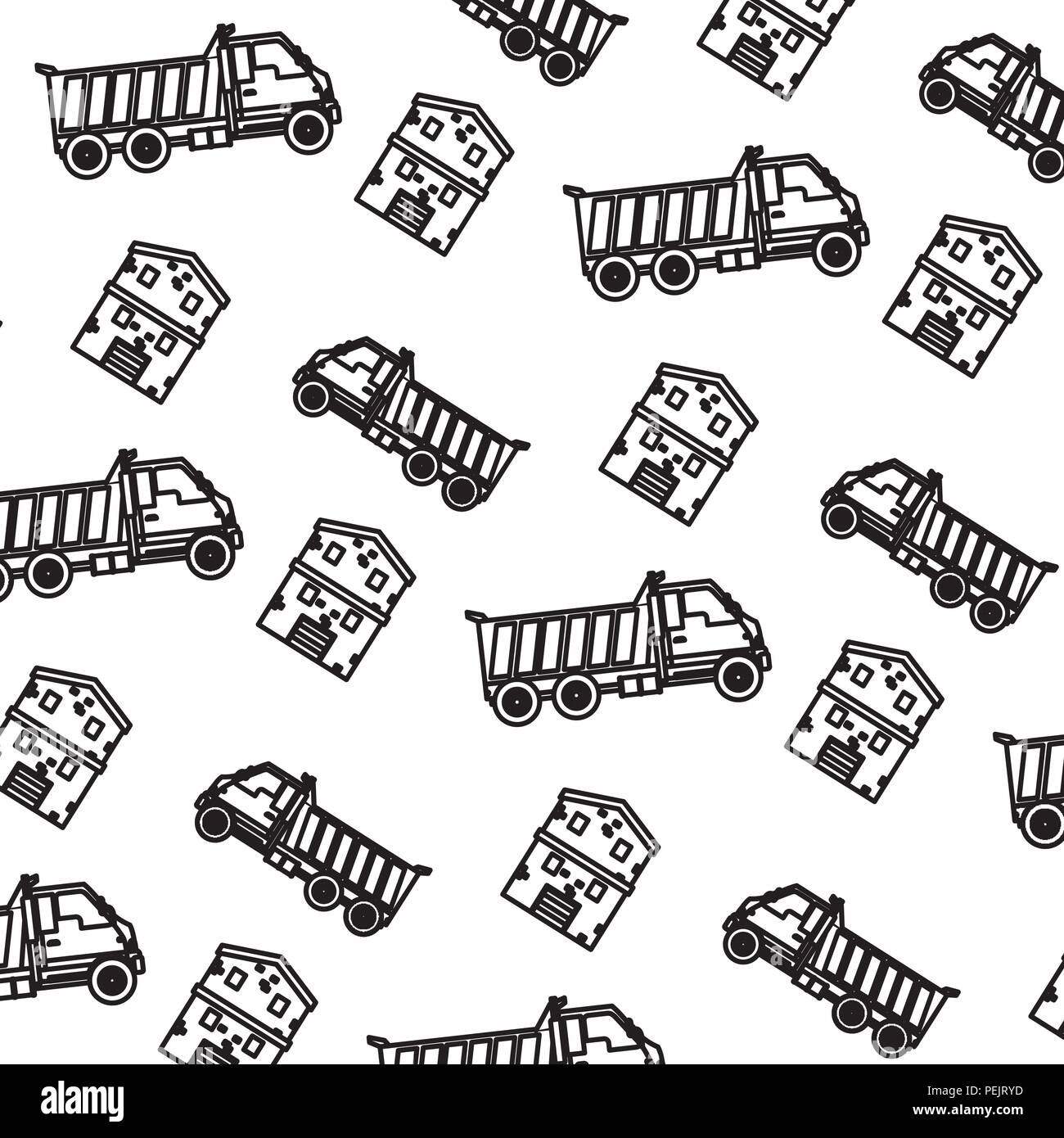 line truck equipment service building background Stock Vector Image ...
