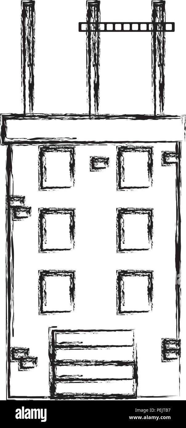 grunge building construction commercial urban structure Stock Vector ...