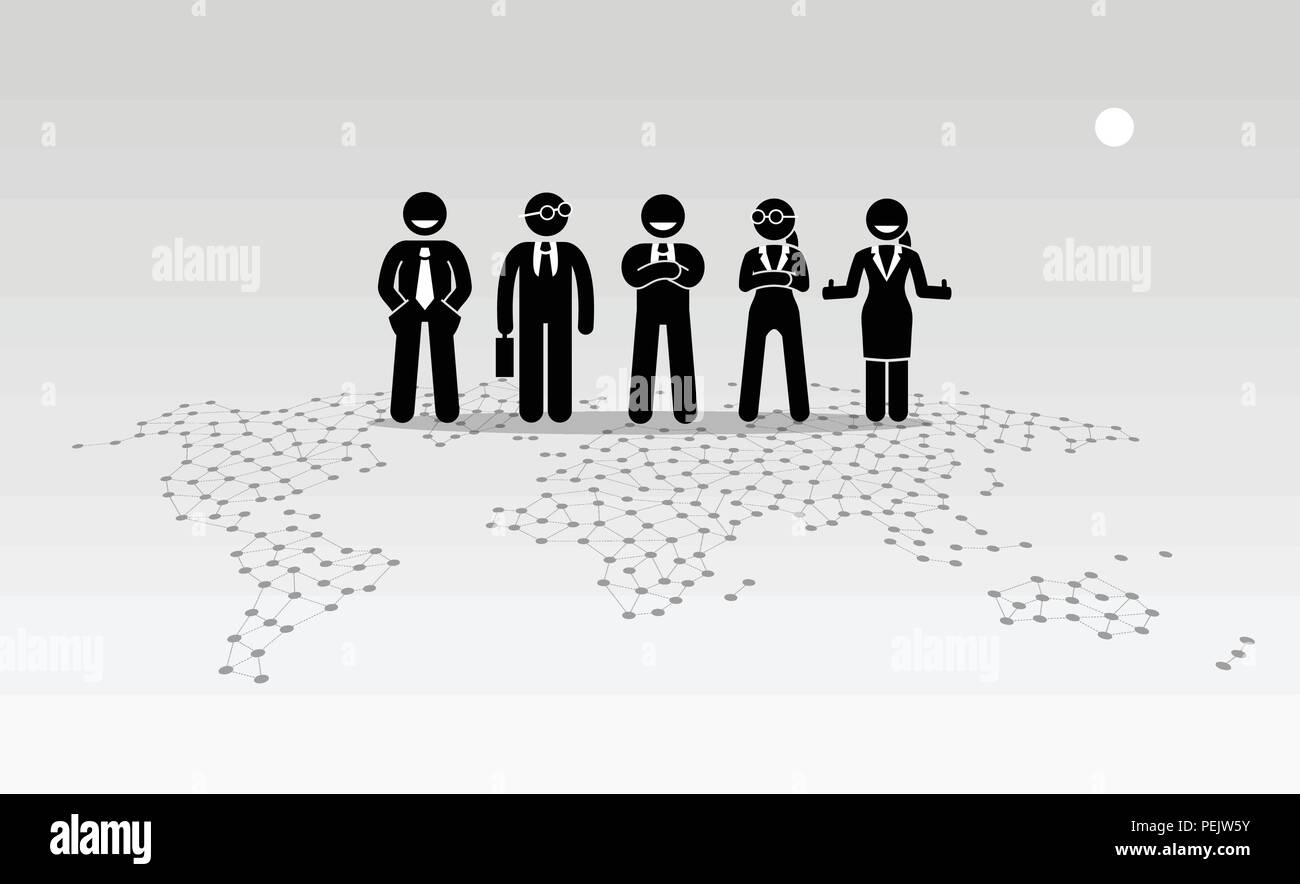 Vector artwork depicts the concept of globalisation and international ...