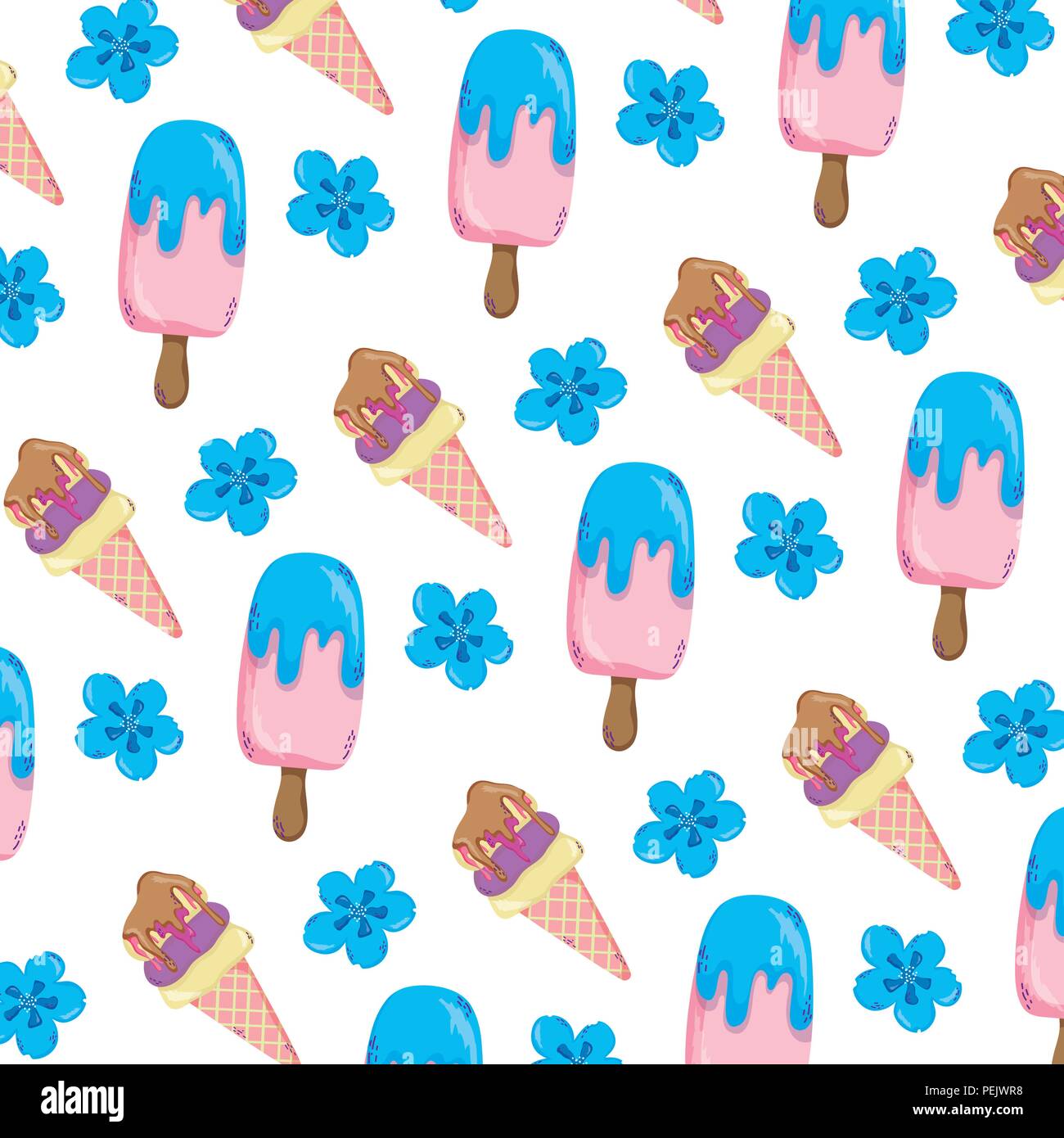 ice cream and lolly with flower background Stock Vector Image & Art - Alamy