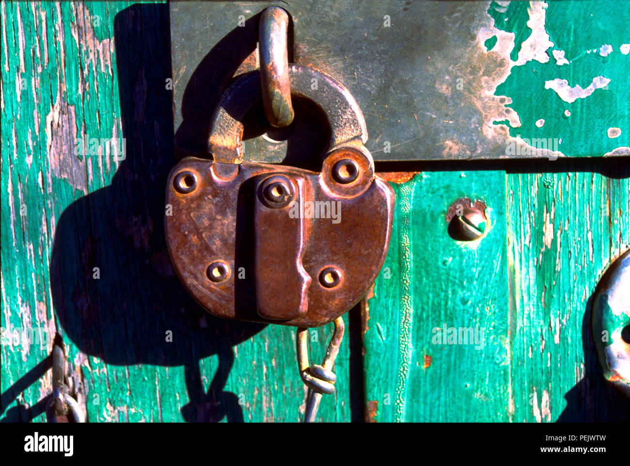 Old lock on a railroad car at the Omaha Railroad Yards, Union Pacific ...