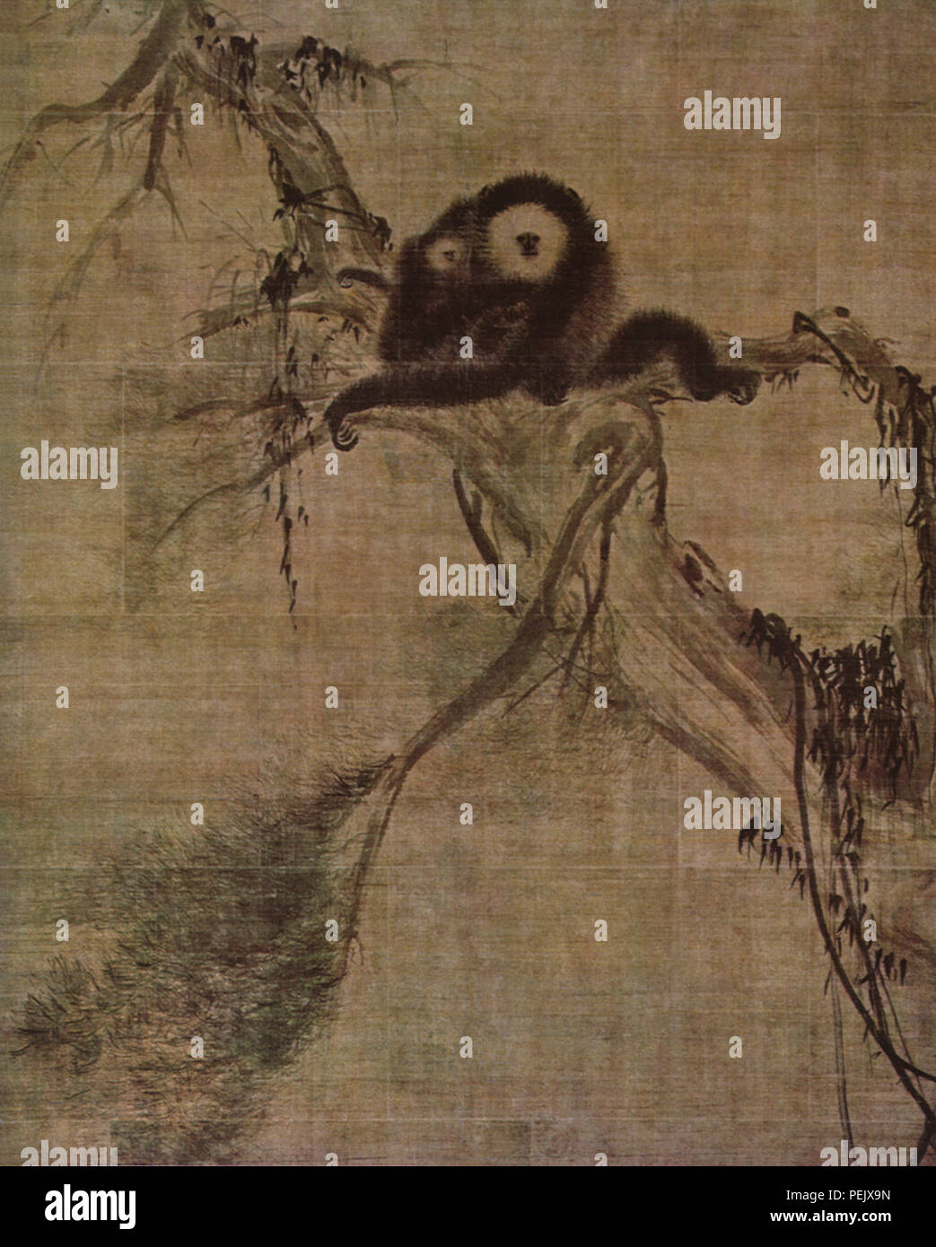 Mother Monkey and Child, Mu-ch'i Stock Photo - Alamy