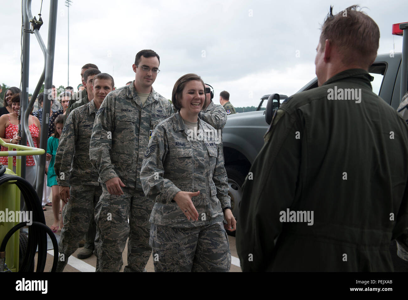 Airmen from the 23rd Fighter Group congratulate U.S. Air Force Col ...