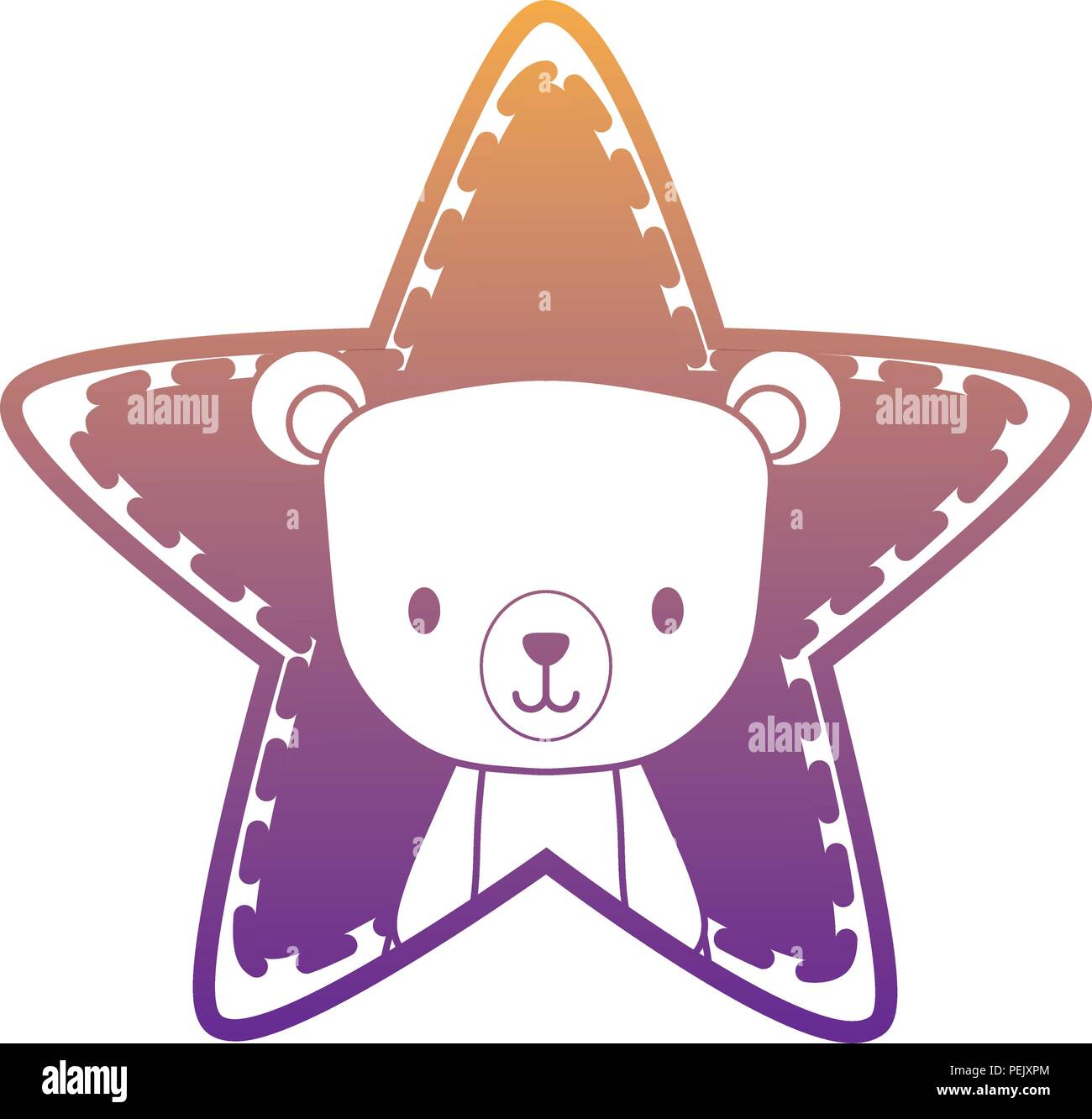 cute bear in star shape over white background, vector illustration ...