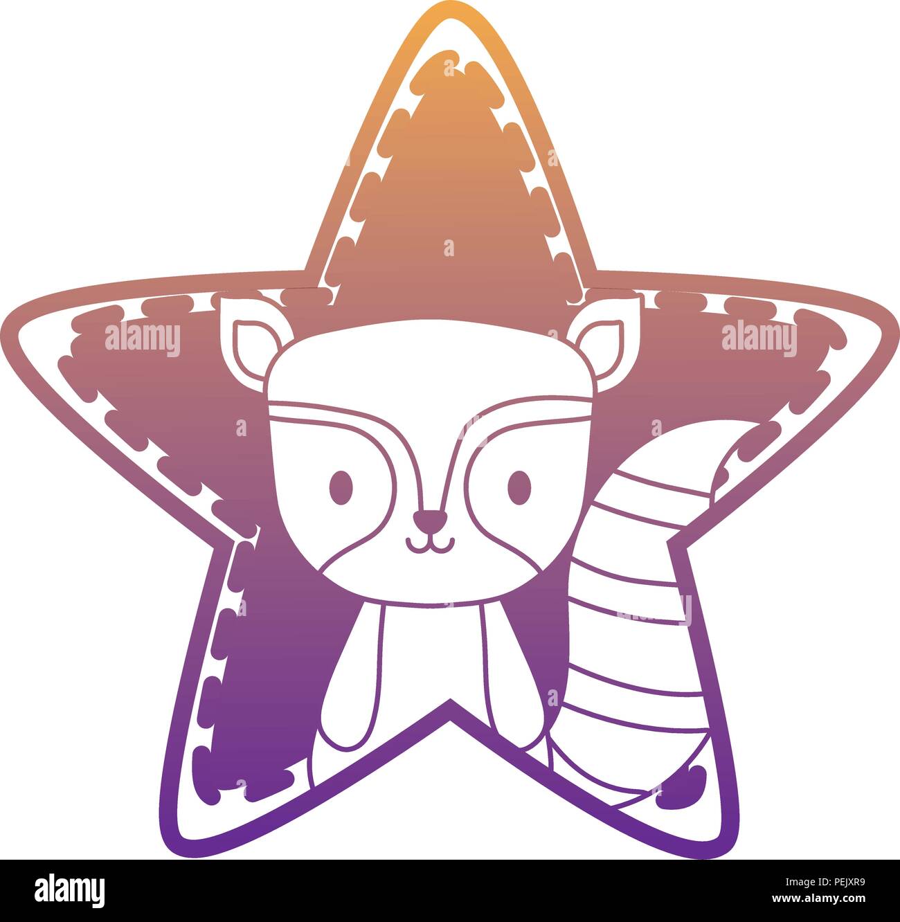 star with cute raccoon icon over white background, vector illustration ...