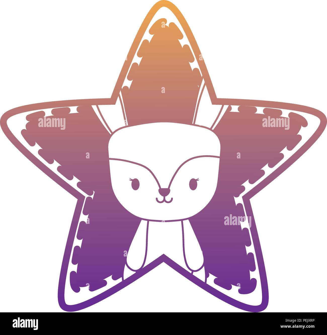 cute rabbit in star shape over white background, vector illustration ...