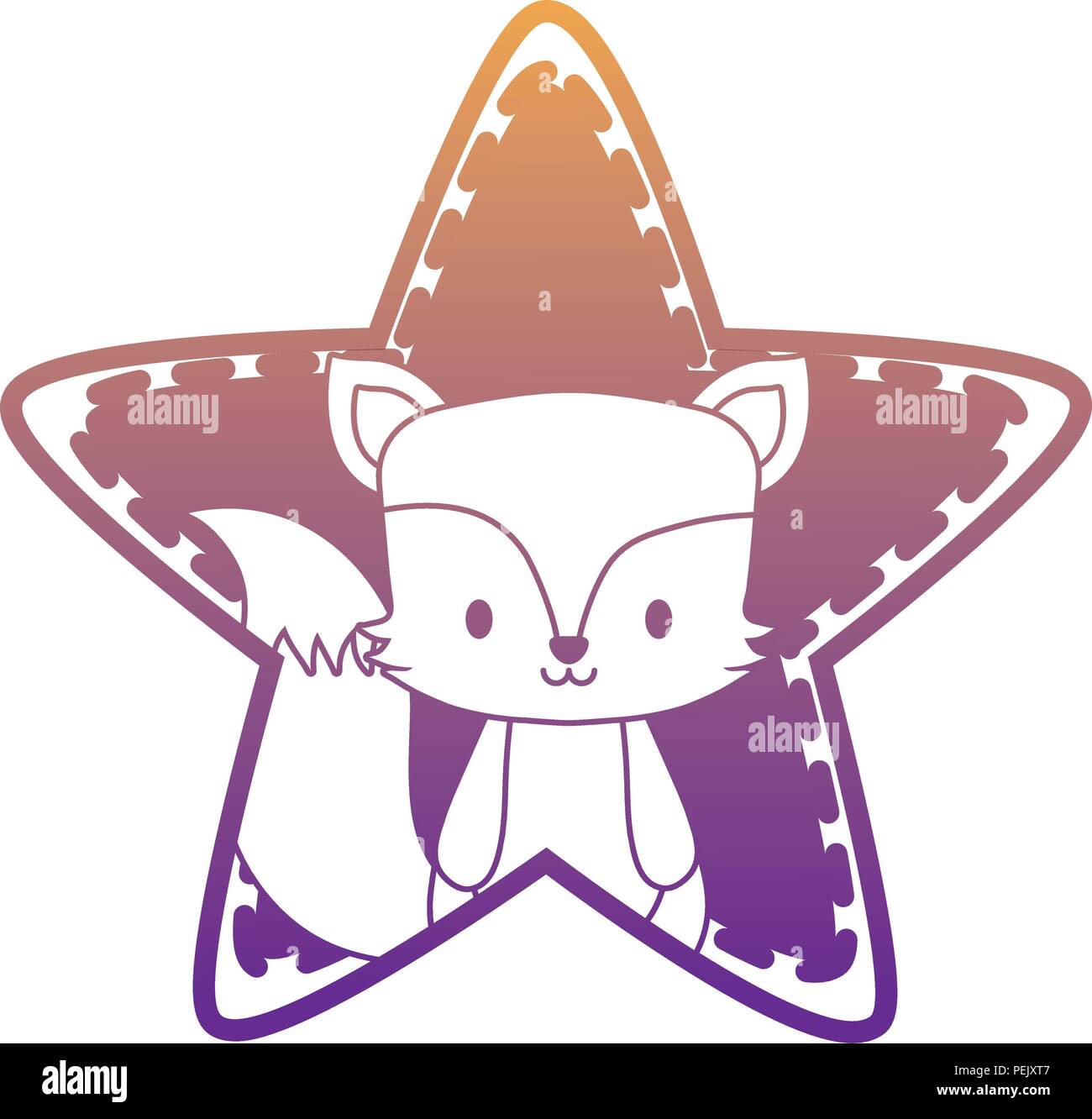 star with cute fox icon over white background, vector illustration ...