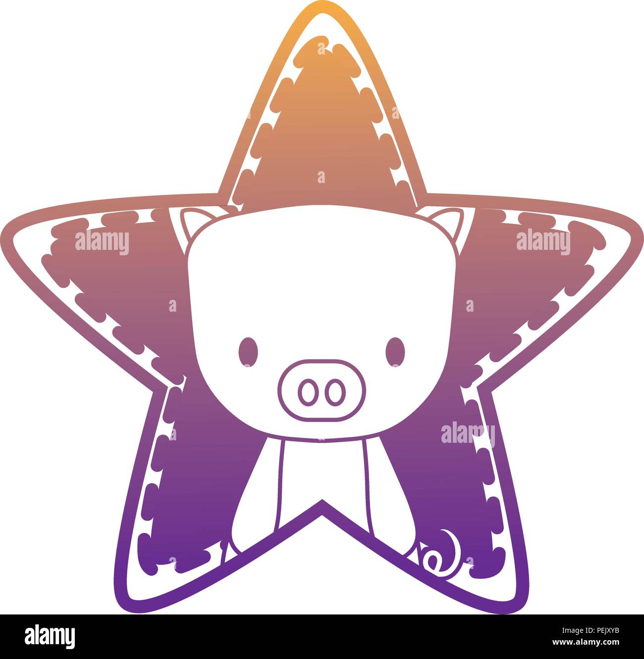 star with cute pig icon over white background, vector illustration ...