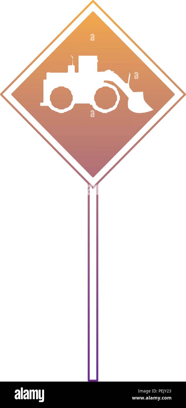 warning sign with construction truck icon over white background, vector ...