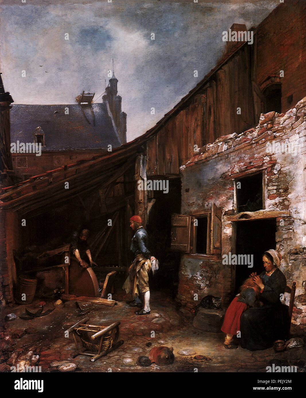 Knifegrinder's Family, TerBorch, Gerard Stock Photo - Alamy