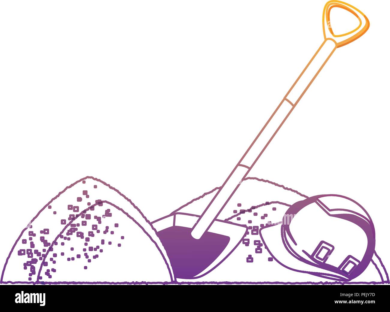 sand piles and shovel over white background, vector illustration Stock ...