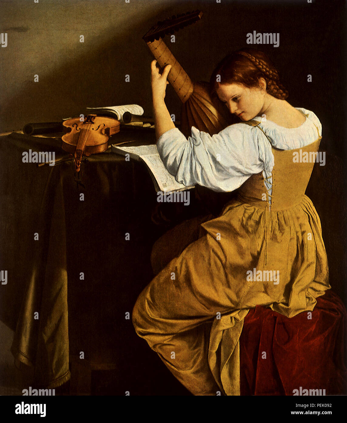 Woman playing lute hi-res stock photography and images - Alamy