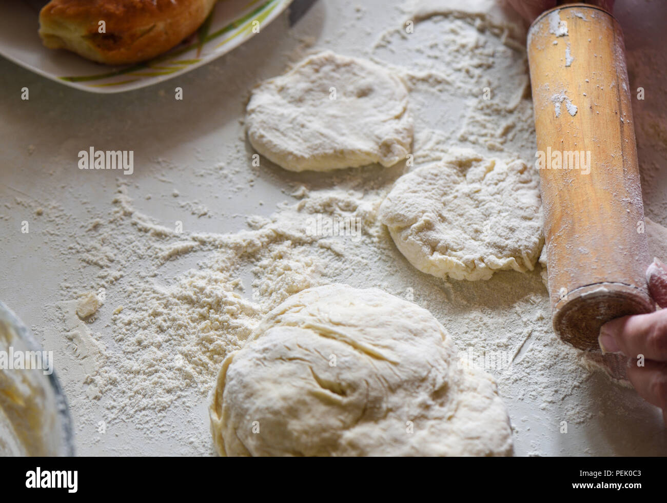 Forming the basis for pies close up Stock Photo - Alamy