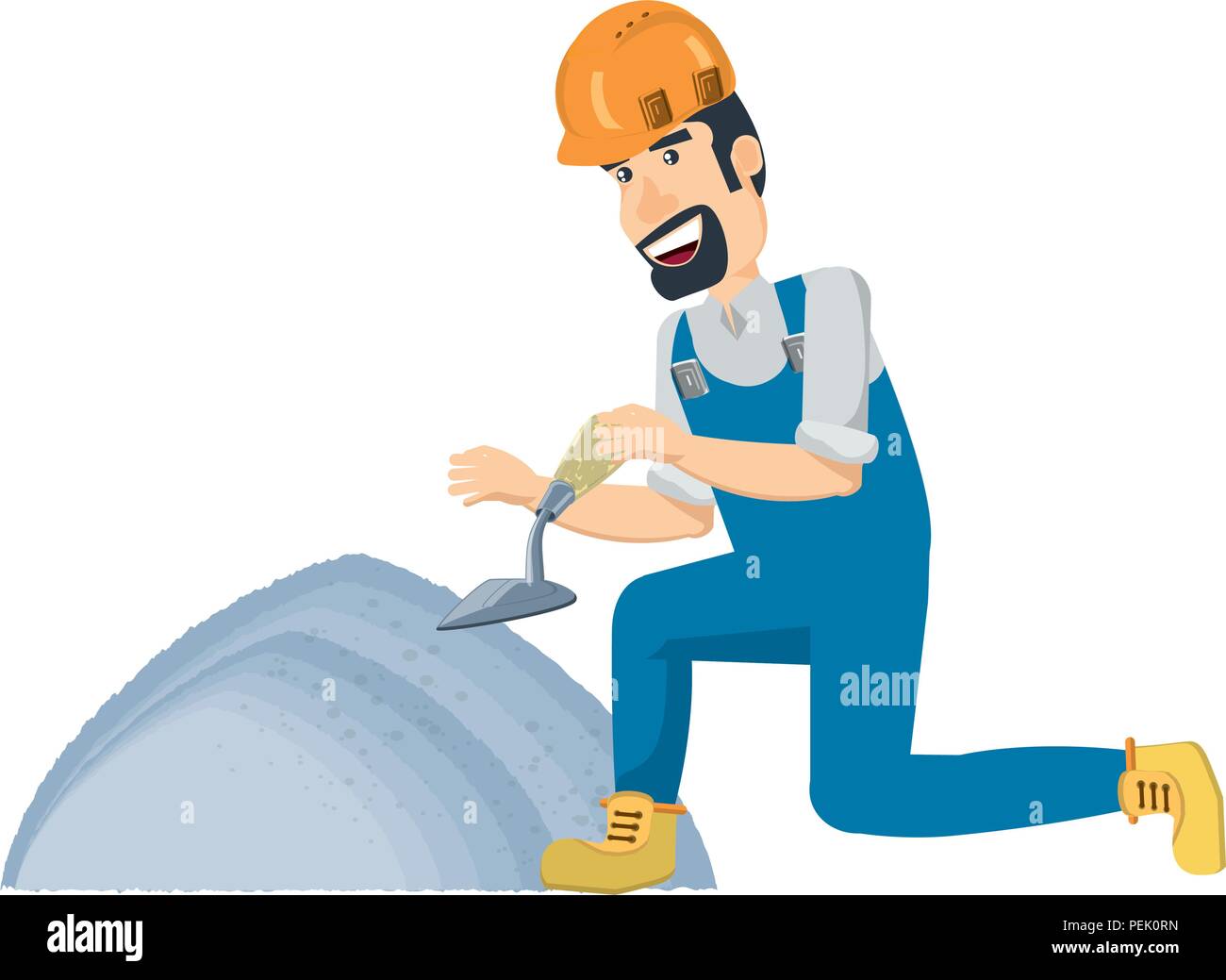 construction man with concrete pile over white background, vector ...