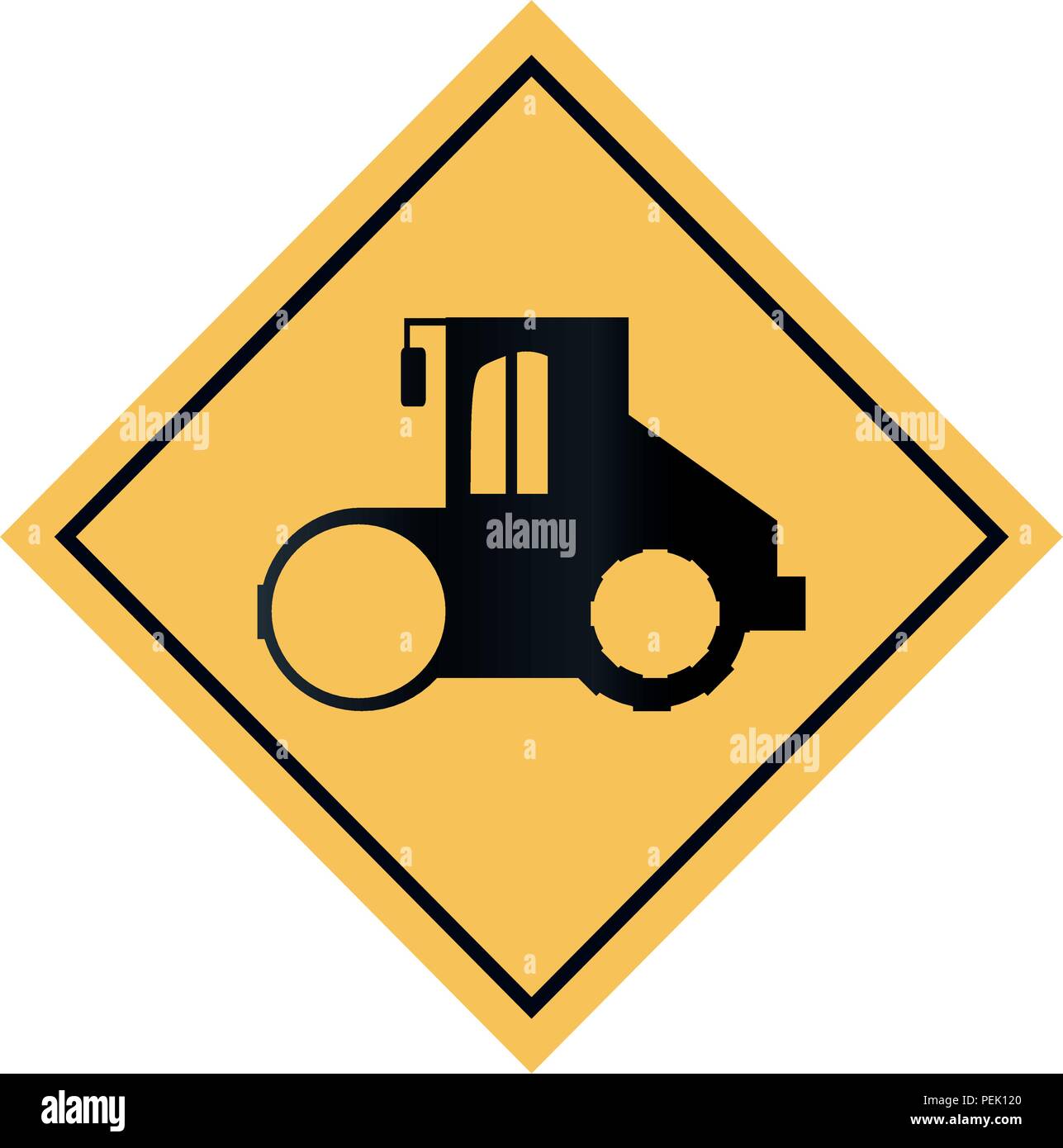 construction sign with road roller truck icon over white background ...