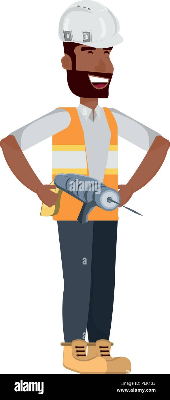 construction man standing over white background, vector illustration ...
