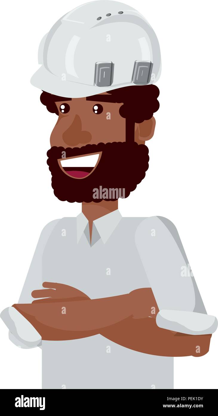 engineer with safety helmet over white background, vector illustration ...