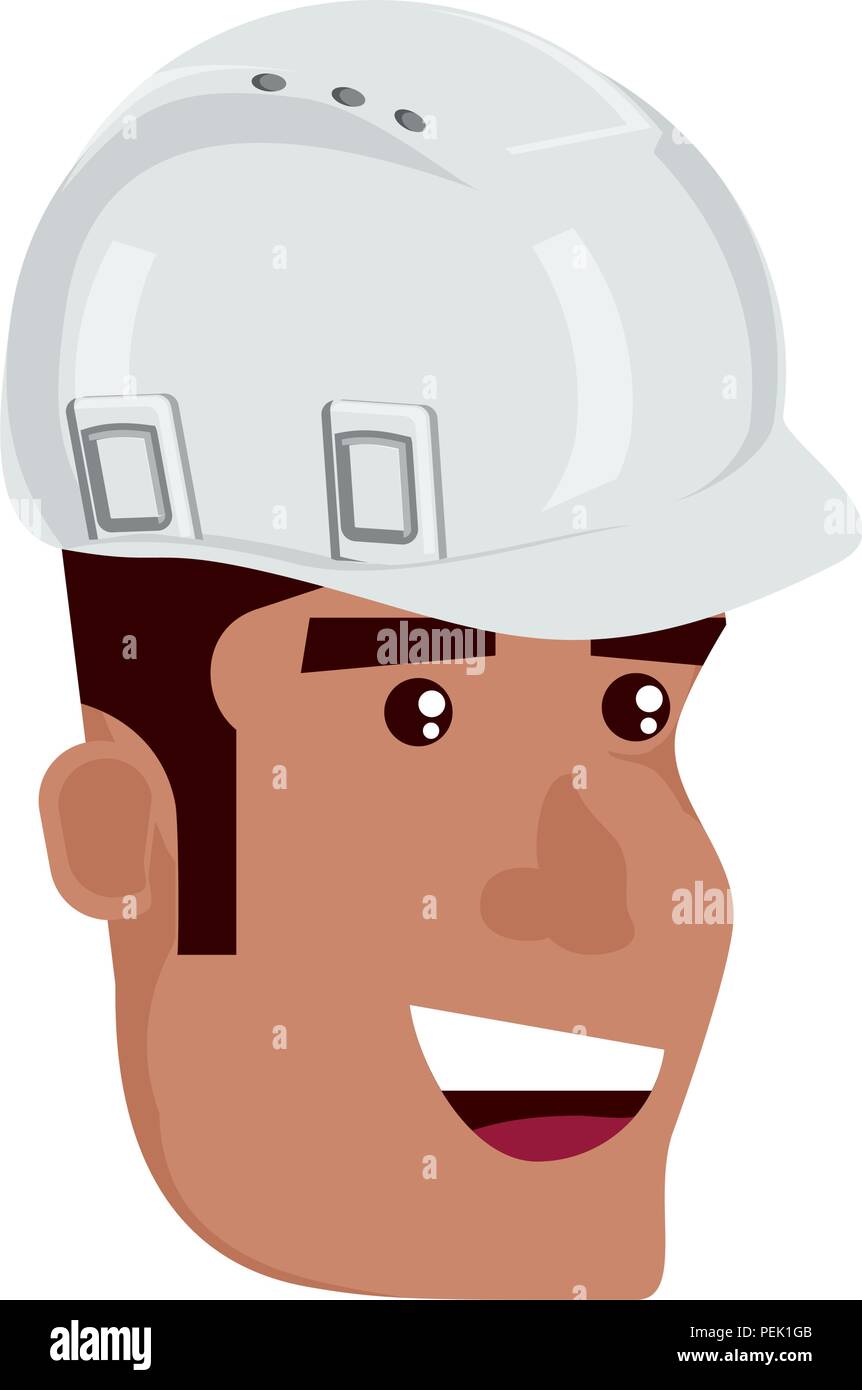 cartoon man with safety helmet over white background, vector ...