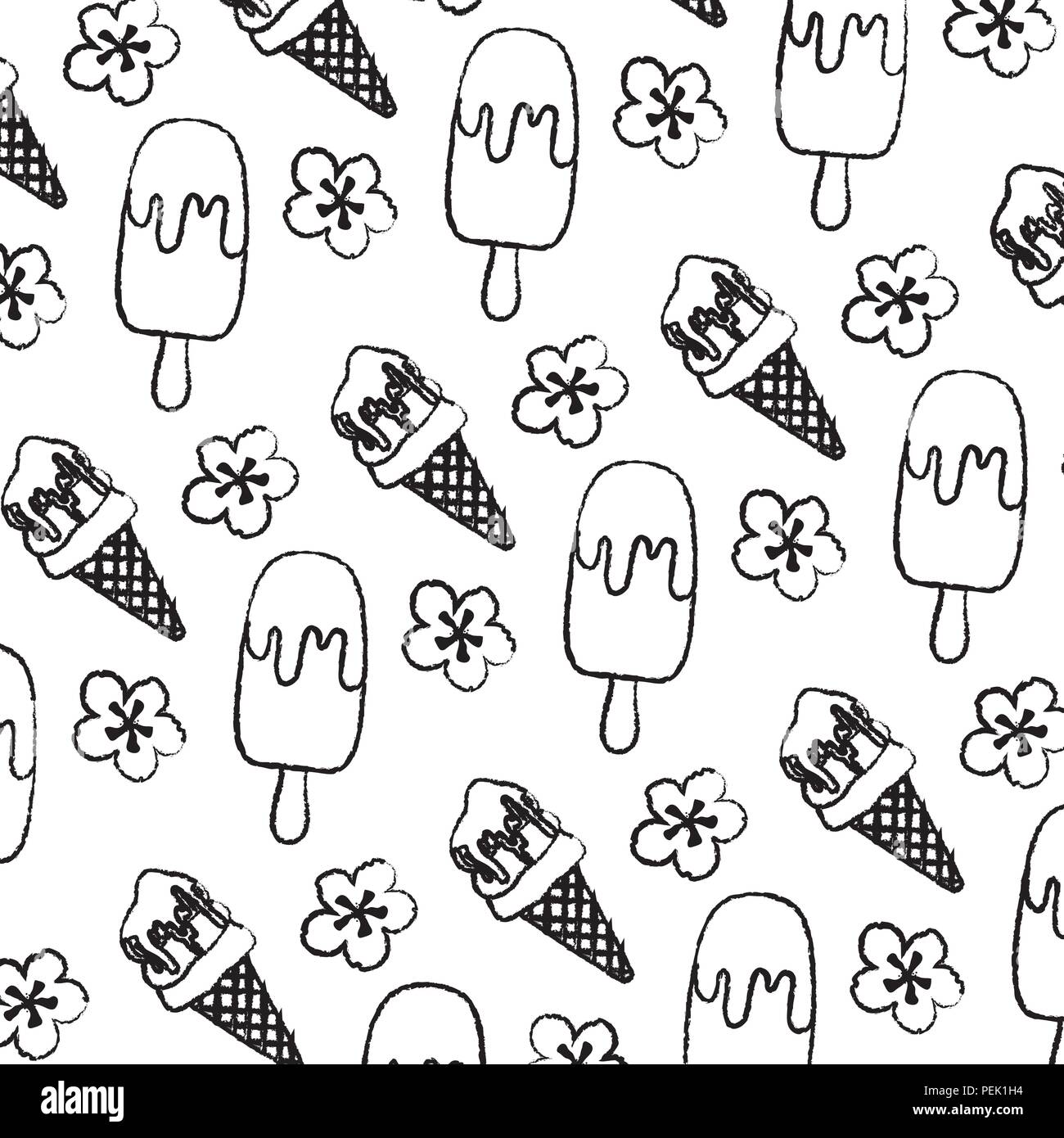 grunge ice cream and lolly with flower background Stock Vector Image ...