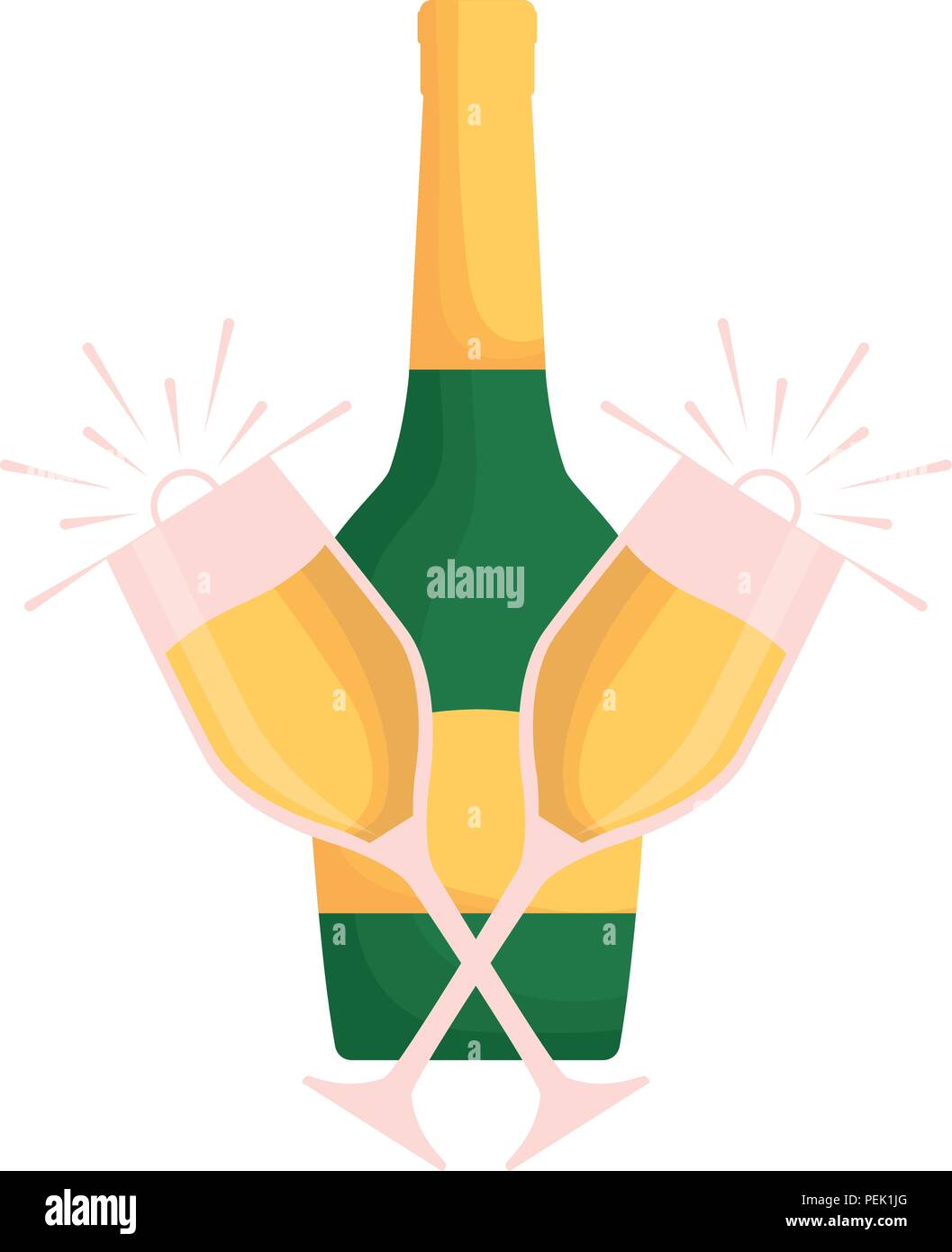 champagne glasses and bottle over white background, vector illustration ...