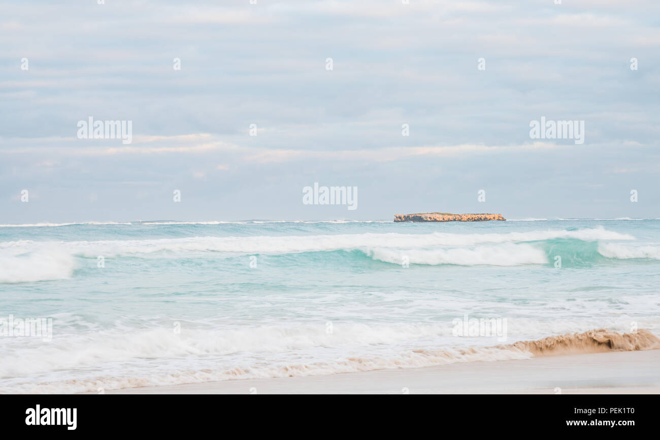 Waves breaking at the beach near Lancelin, Perth, Western Australia, WA ...