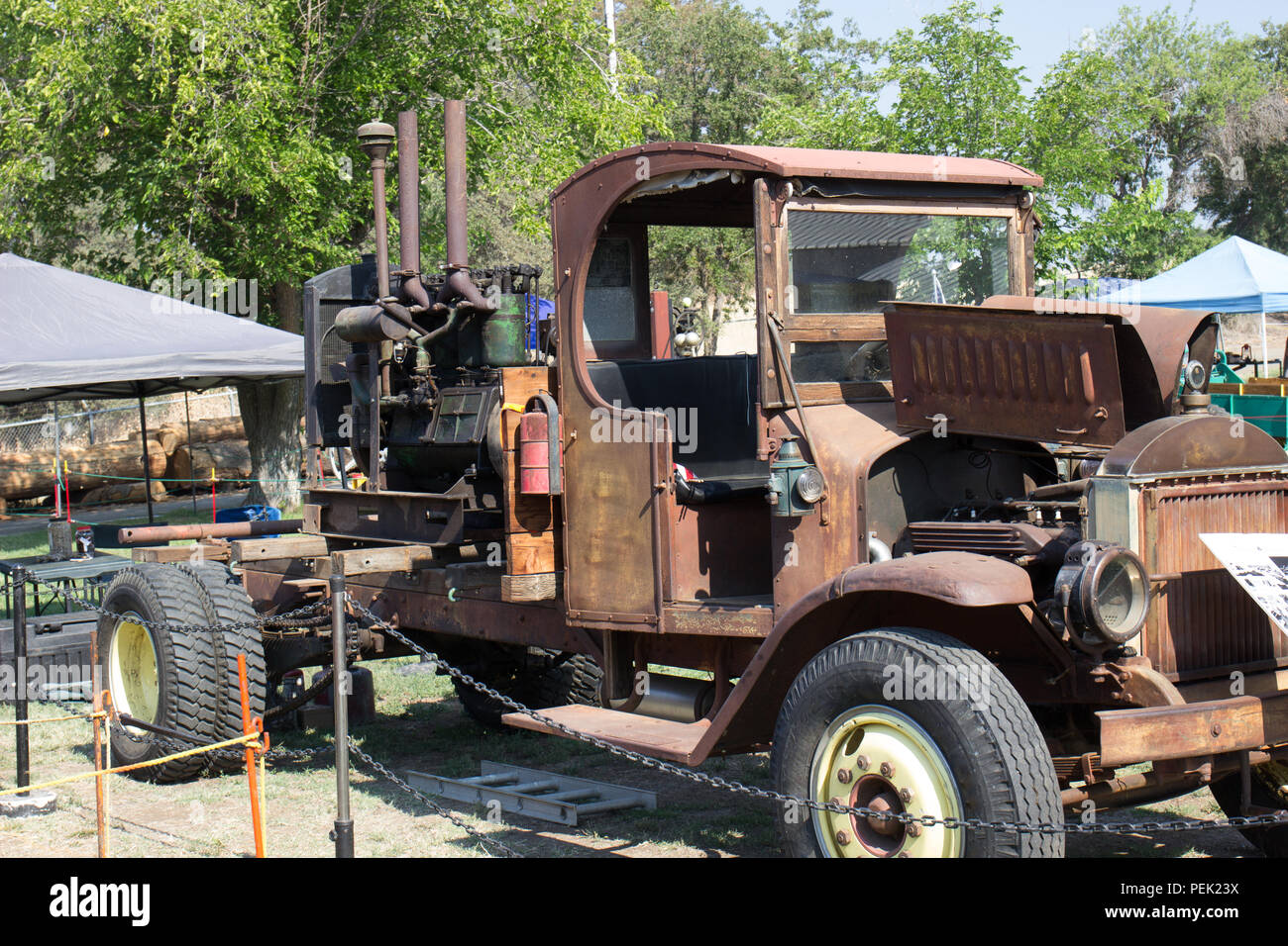 Antique Rusty Truck With Old Fashioned Cab Stock Photo - Alamy