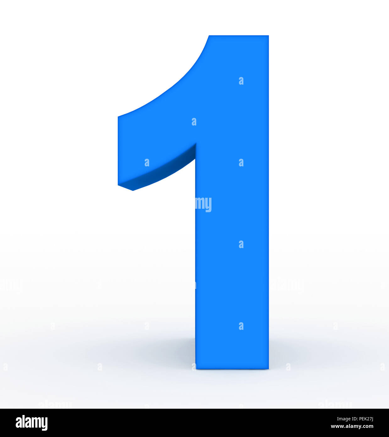 number 1 3d clean blue isolated on white - 3d rendering Stock Photo - Alamy