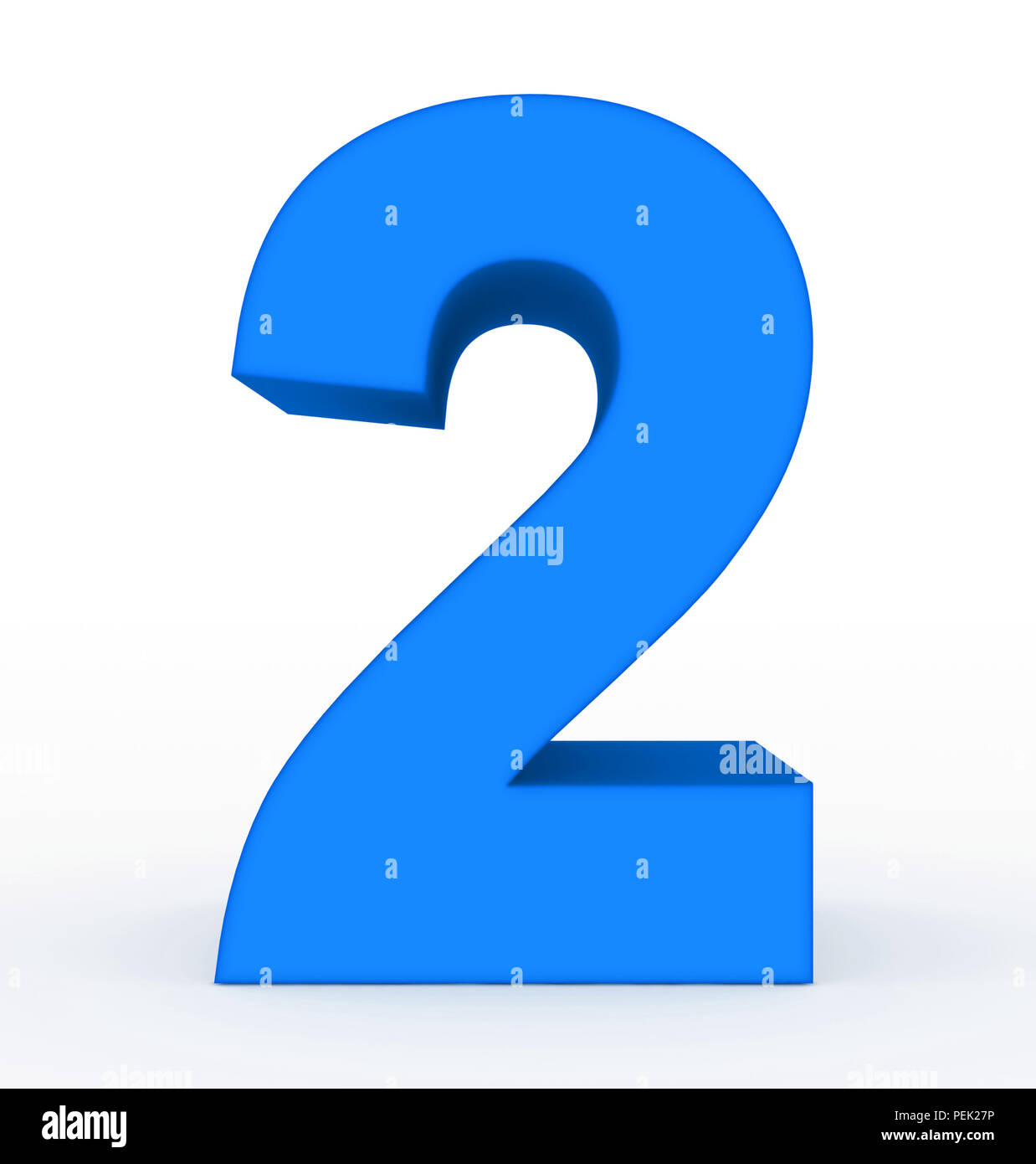 number 2 3d clean blue isolated on white - 3d rendering Stock Photo - Alamy