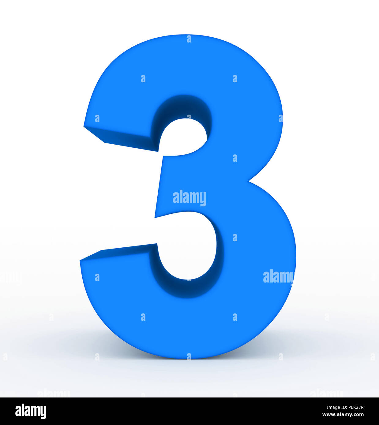 number 3 3d clean blue isolated on white - 3d rendering Stock Photo - Alamy