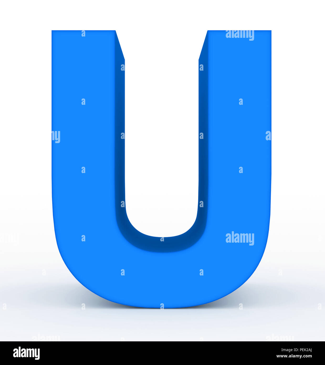 letter U 3d blue isolated on white - 3d rendering Stock Photo - Alamy