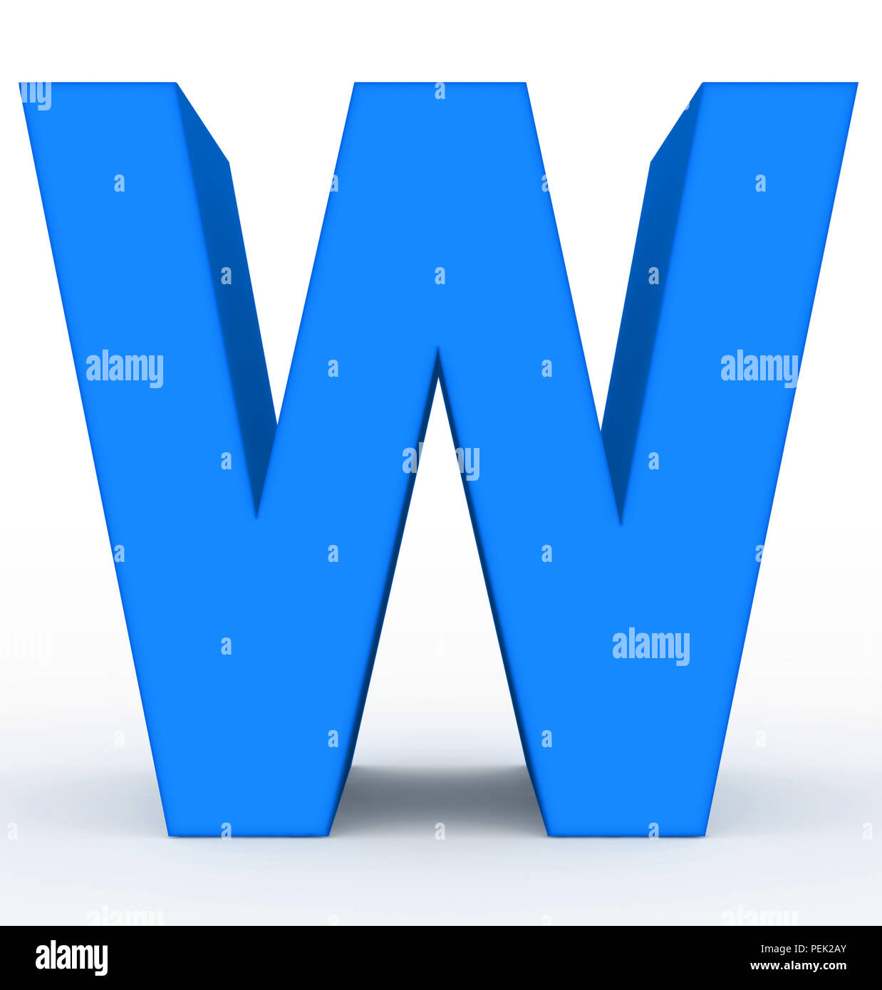 letter W 3d blue isolated on white - 3d rendering Stock Photo - Alamy