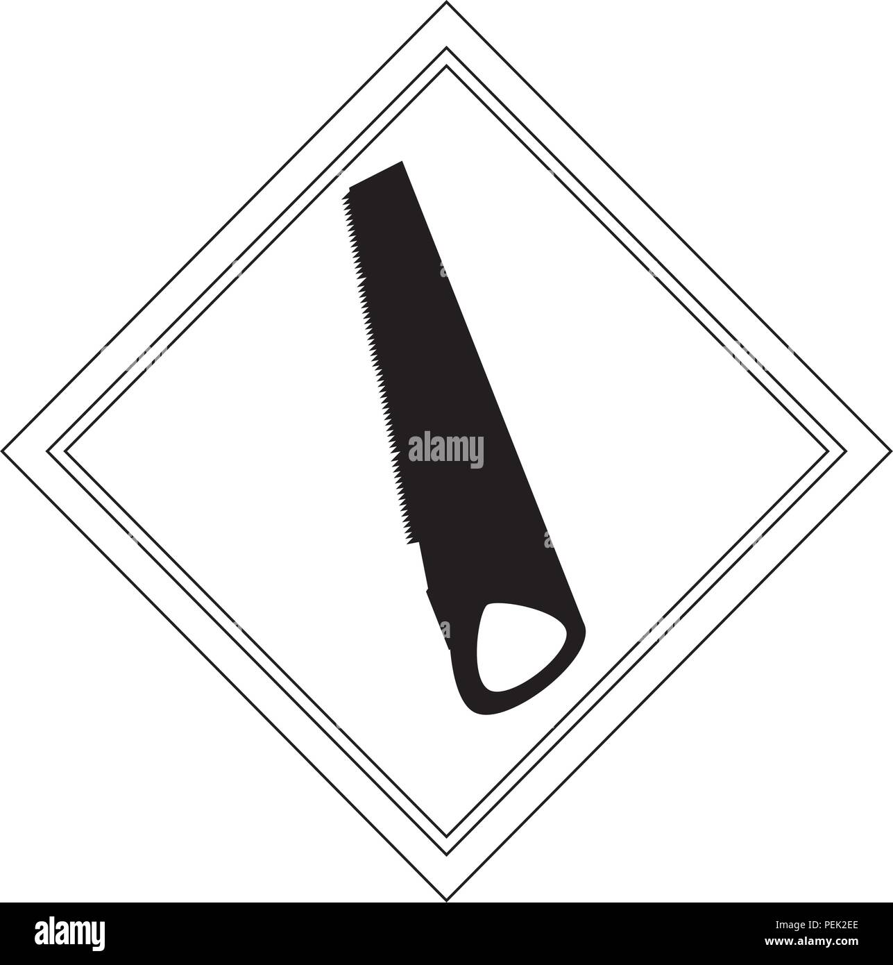 construction sign with saw icon over white background, vector ...