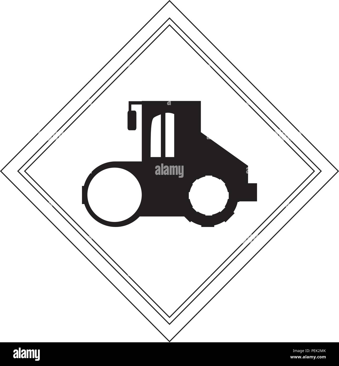 construction sign with road roller truck icon over white background ...