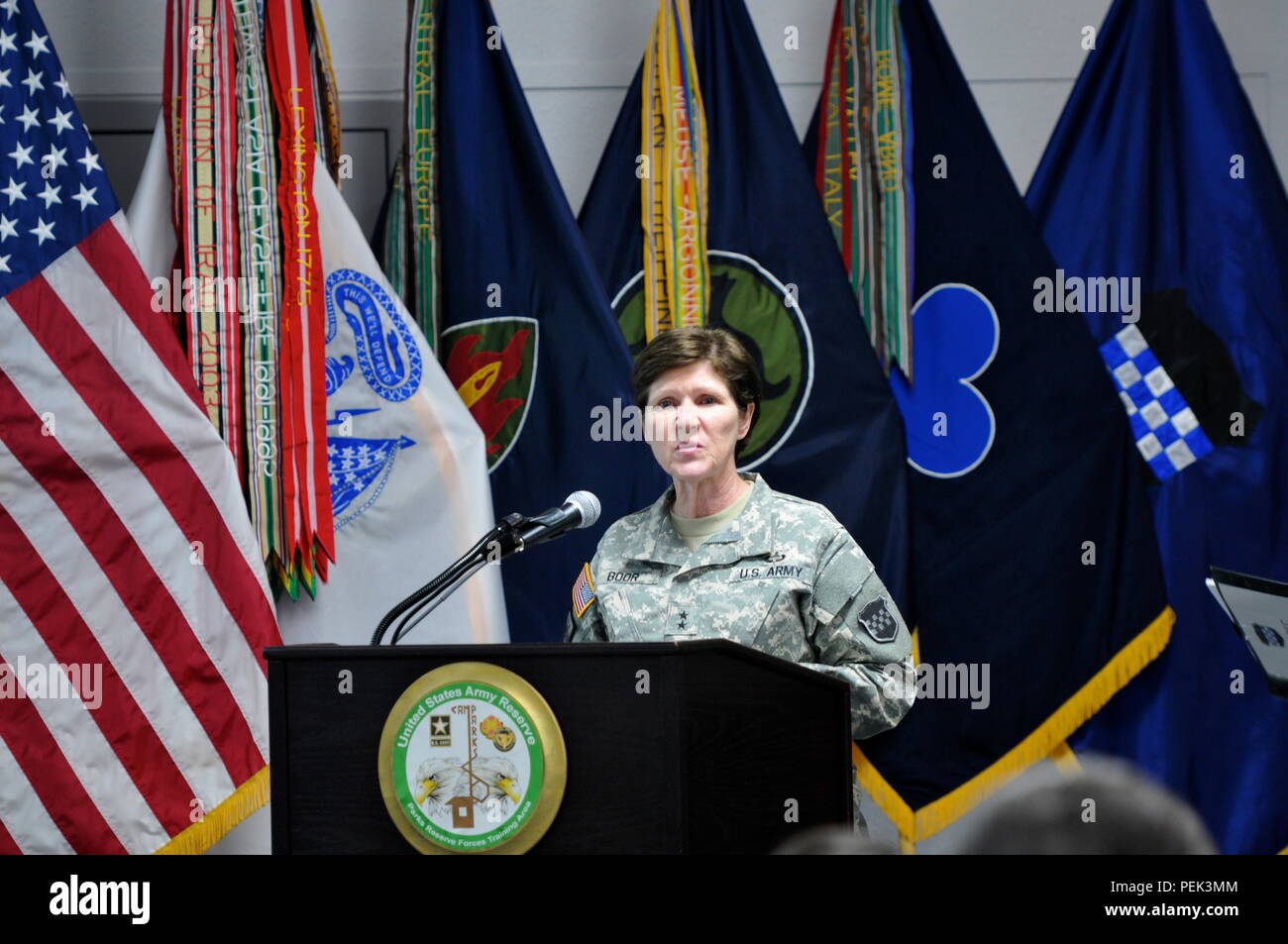 Maj. Gen. Margaret Boor, commanding general, 99th Regional Support Command, briefs Maj. Gen ...