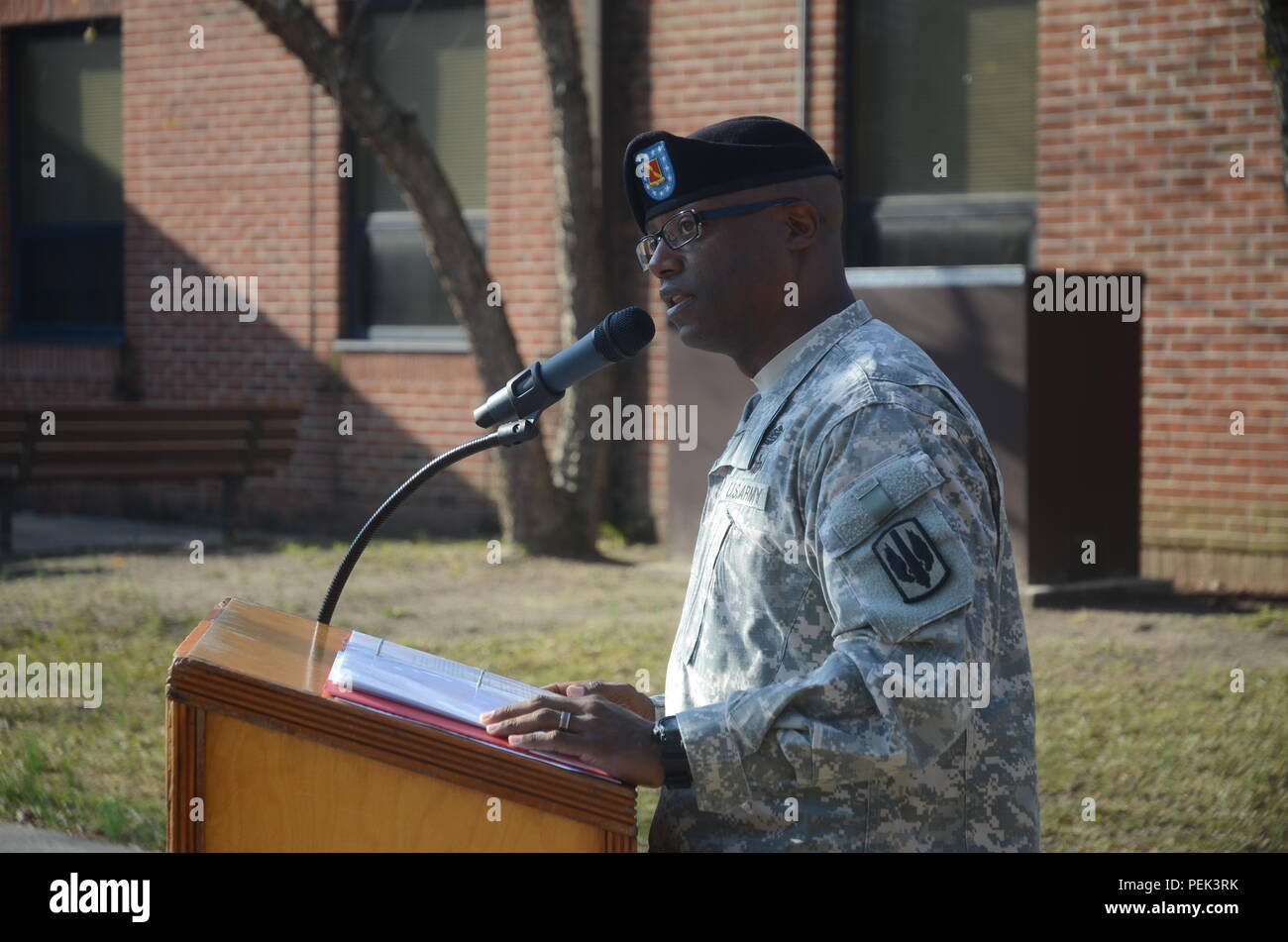 Command Sgt. Maj. Ricky R. Davis speaks to the Soldiers of 3rd ...