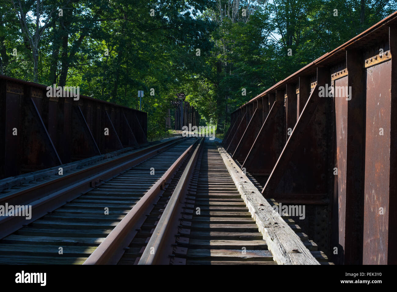 Railroad trestle bridge and truss bridge Stock Photo - Alamy