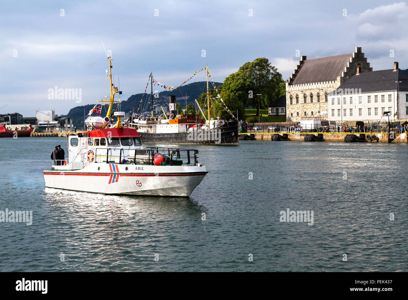 Veteran passenger ship Stord I (b.1913) and sea rescue vessel Aril (b ...