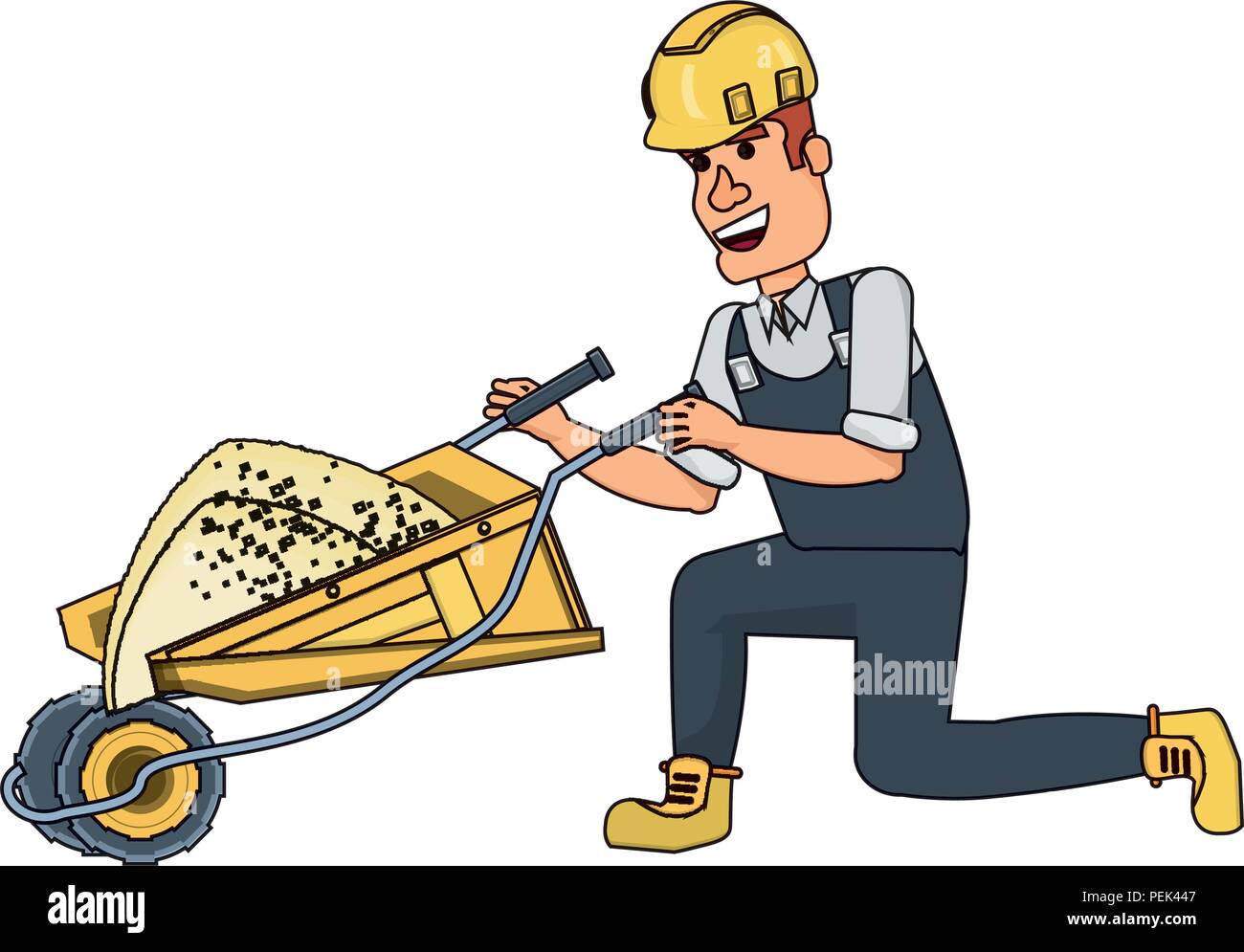 Wheelbarrow Cartoon Worker