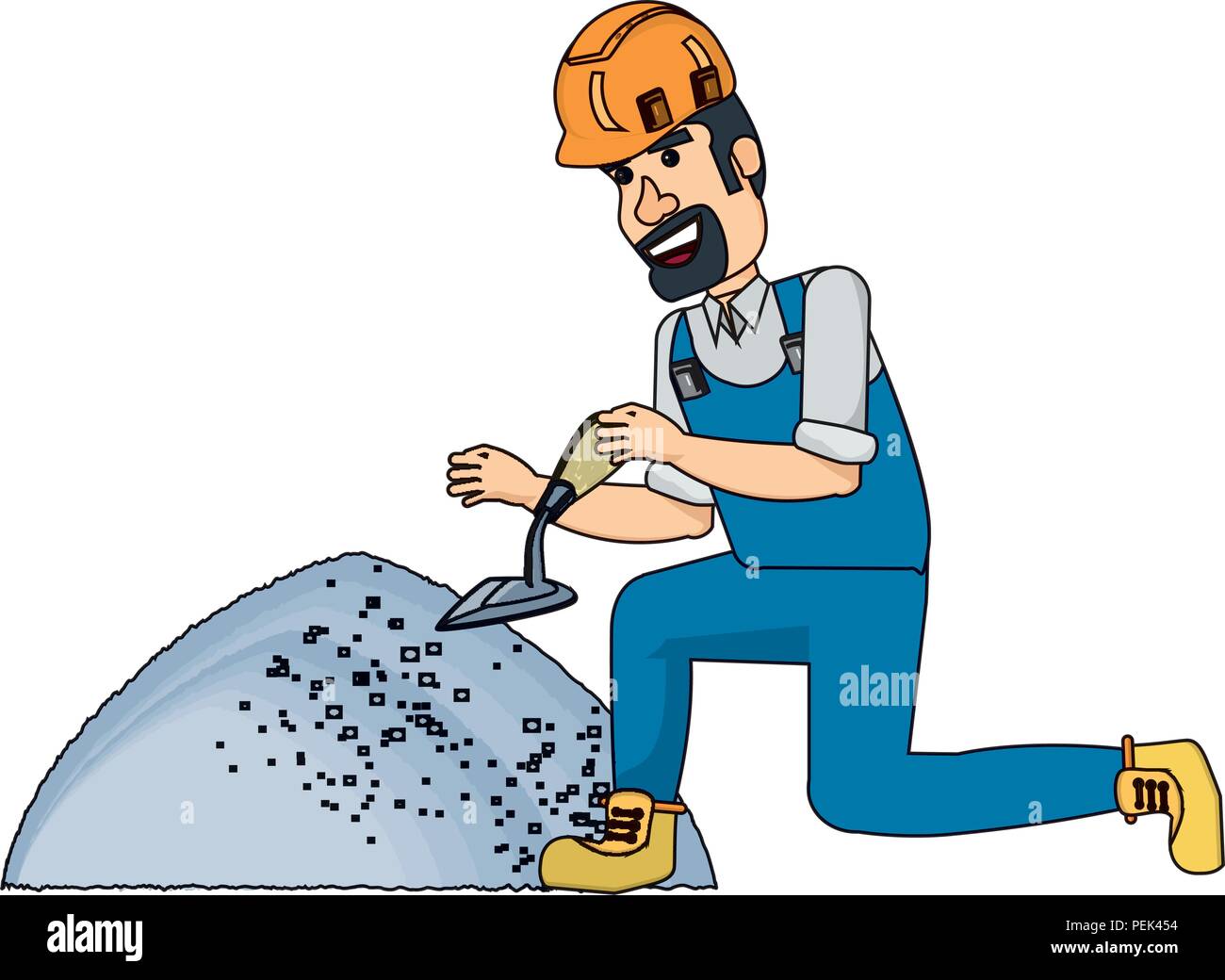 construction man with concrete pile over white background, vector ...