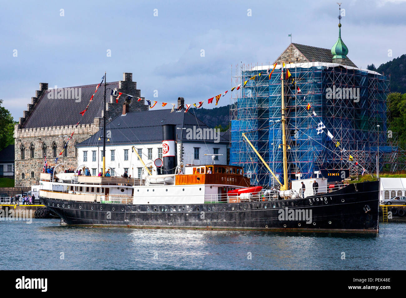 Veteran passenger ship Stord I (b.1913) arriving in the port of Bergen ...