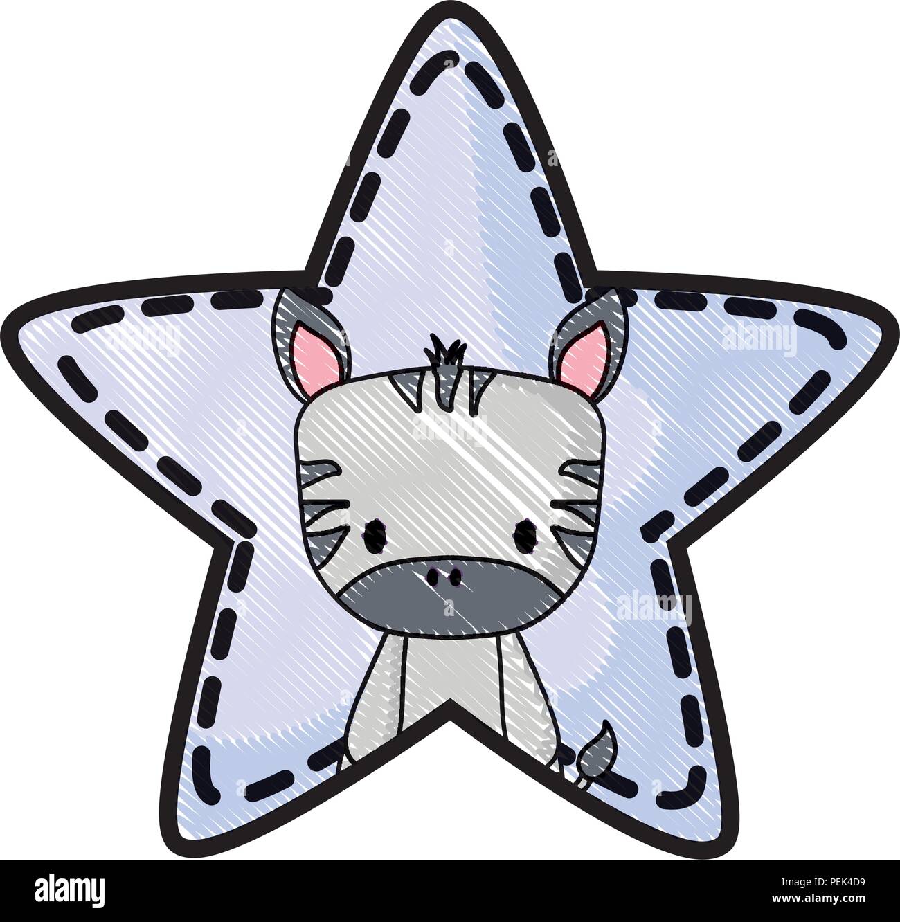 star with cute zebra icon over white background, vector illustration ...