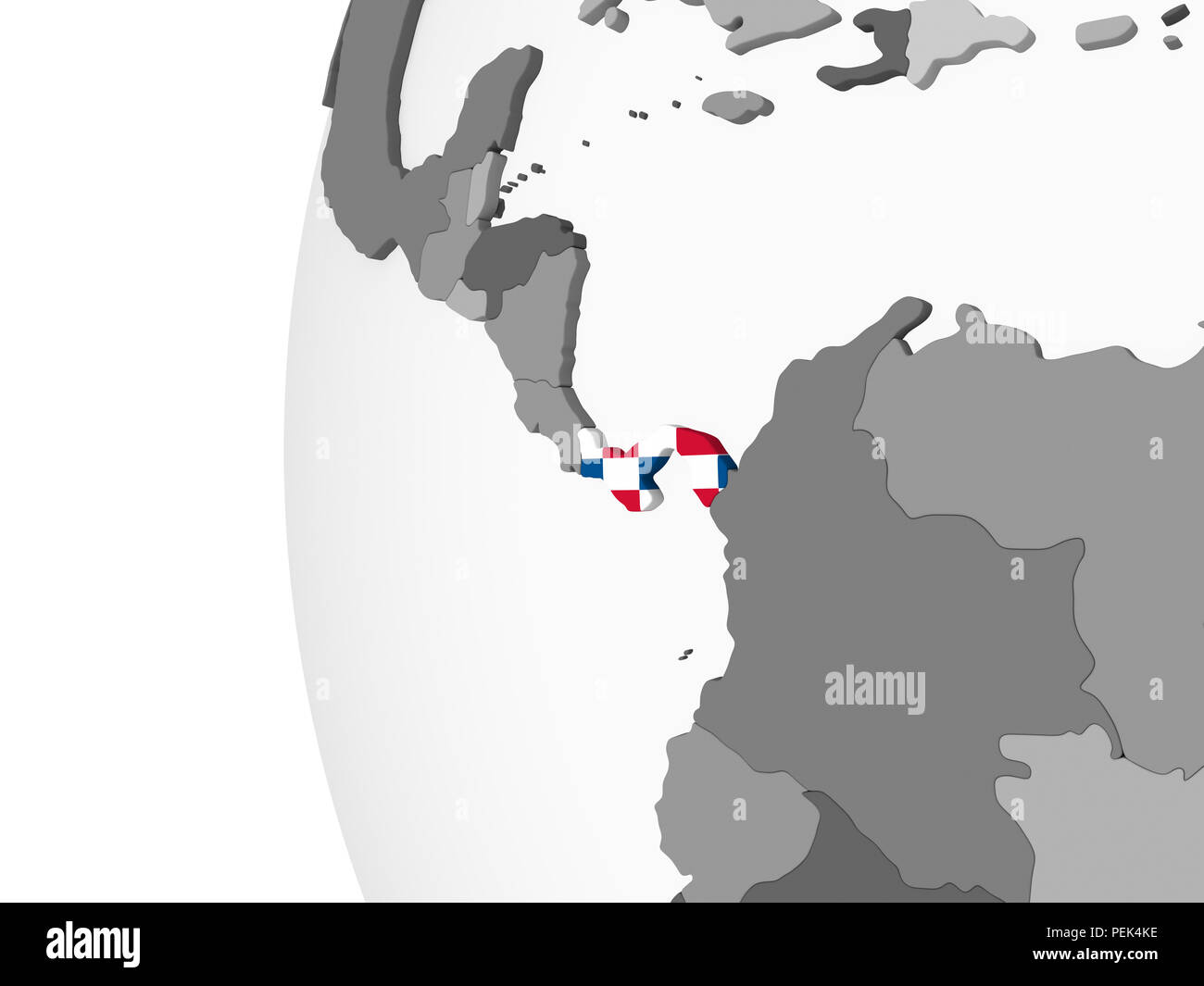 Panama on gray political globe with embedded flag. 3D illustration ...