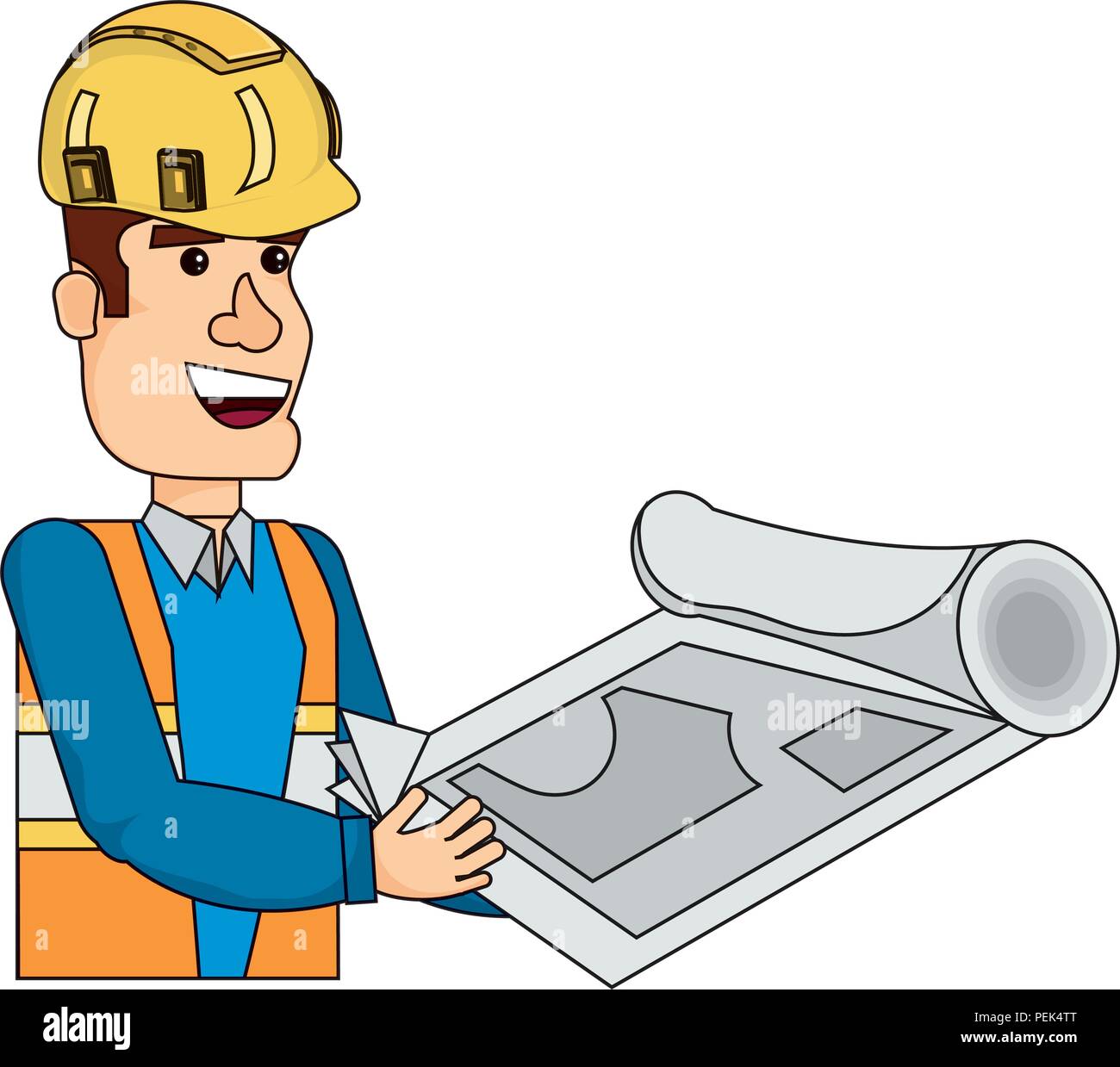 engineer holding a plan over white background, vector illustration ...